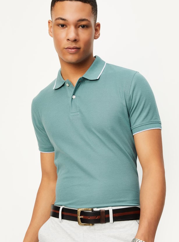 Buy Men Slim Fit Solid Polo T-shirt Online at just Rs. 499.0 ...