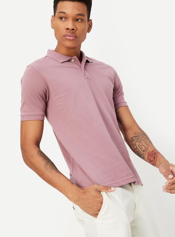 Buy Men Slim Fit Solid Polo T-shirt Online at just Rs. 399.0 ...