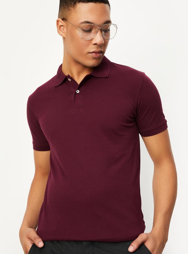 Buy Men Slim Fit Solid Polo T-shirt Online at just Rs. 399.0 ...