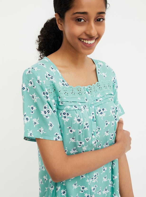 Buy Women Floral Printed Nightgown Online at just Rs. 799.0 ...