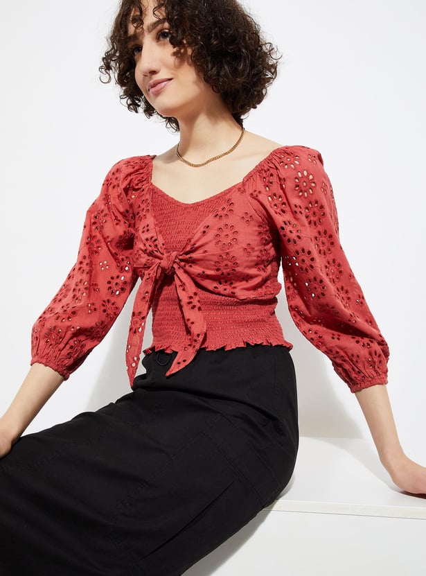 Buy Urb N Women Smocked Schifilli Crop Top Online At Just Rs 899 0