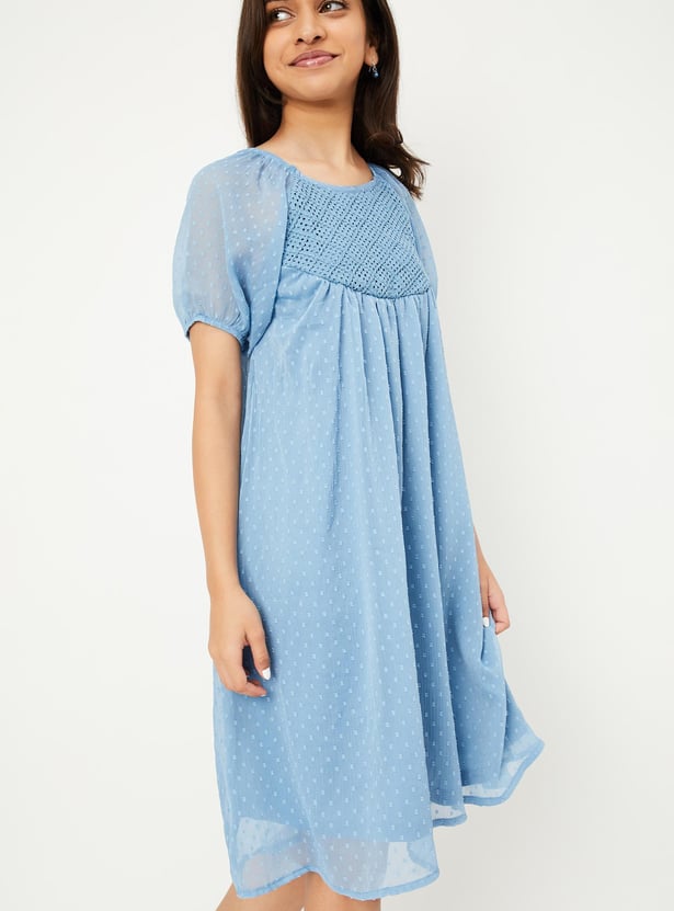 Buy Girls Crochet Yoke Swiss Dot A-line Dress Online at just Rs. 799.0 ...