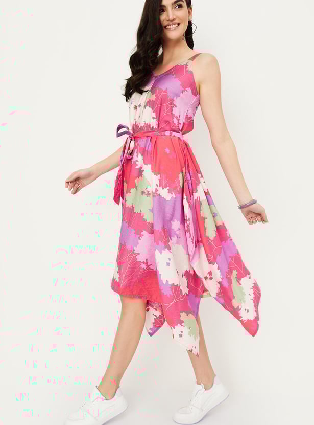 Buy Women Printed Handkerchief Hem Dress Online at just Rs. 1299.0 ...