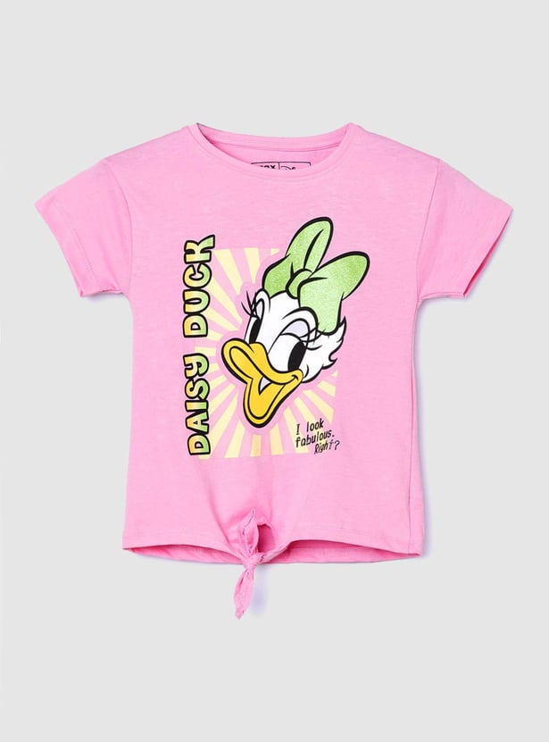 Buy Girls Daisy Duck Print T-shirt with Knotted Hem Online at just Rs ...