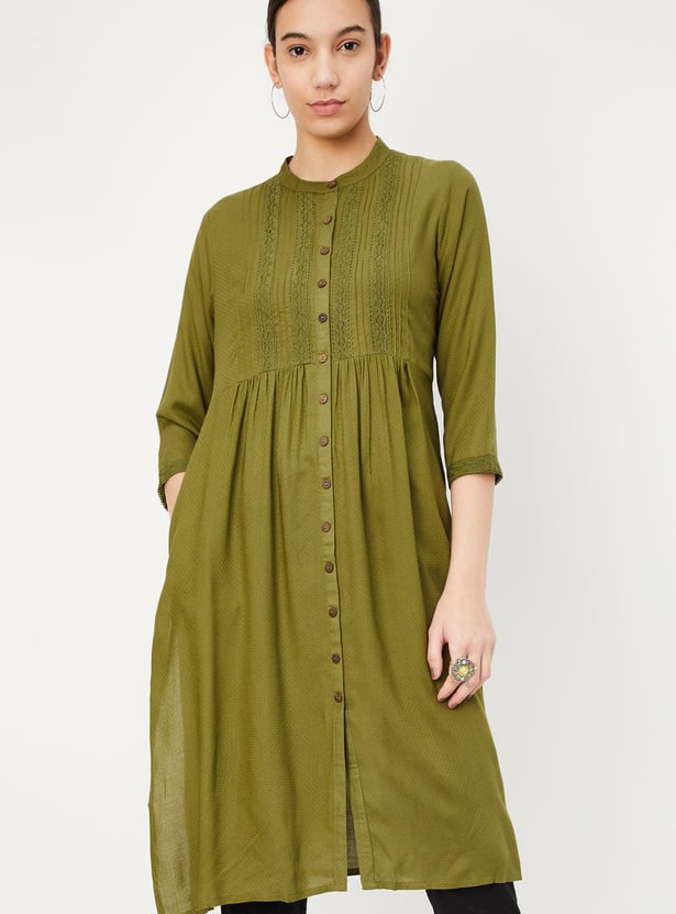 Buy Women Lace Panel Gathered Kurta Online at just Rs. 699.0 ...
