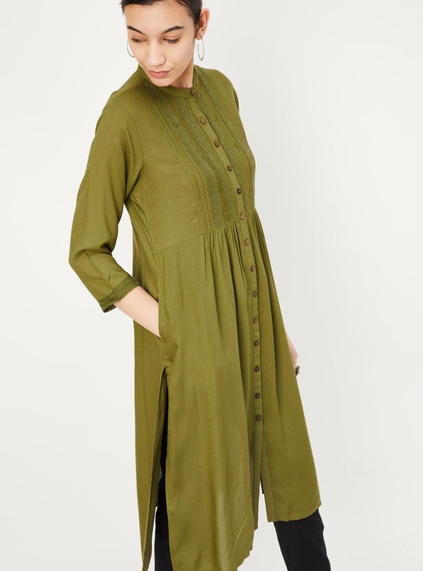 Buy Women Lace Panel Gathered Kurta Online at just Rs. 699.0 ...