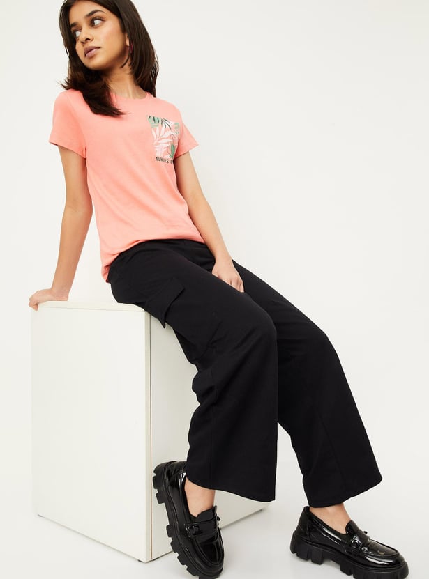 Buy Girls Solid Cargo Trousers Online at just Rs. 699.0 - 1000013572419 ...