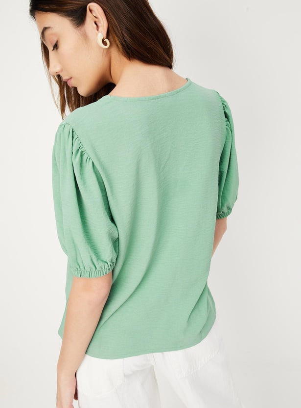 Buy Women Textured Puffed Sleeves Top Online at just Rs. 599.0 ...