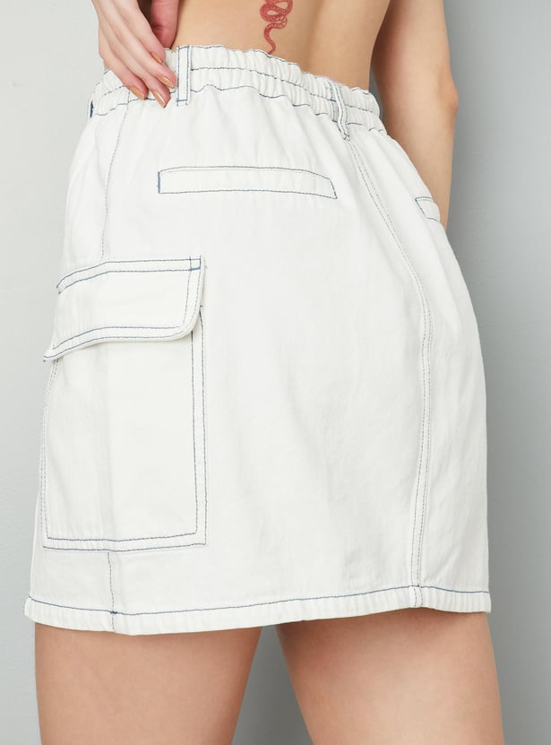Buy Women Denim Utility Mini Skirt Online at just Rs. 899.0 ...