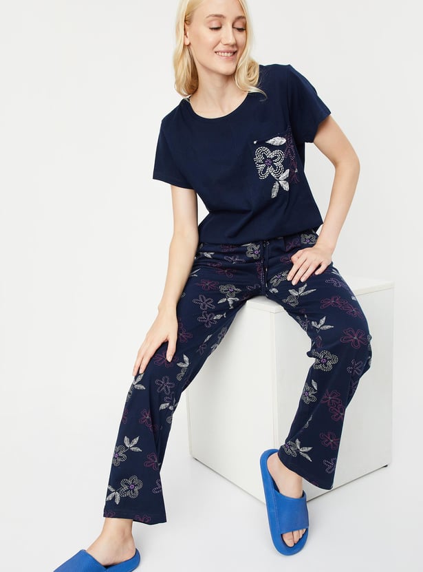 Buy Women Floral Printed PJ Set Online at just Rs. 799.0 ...