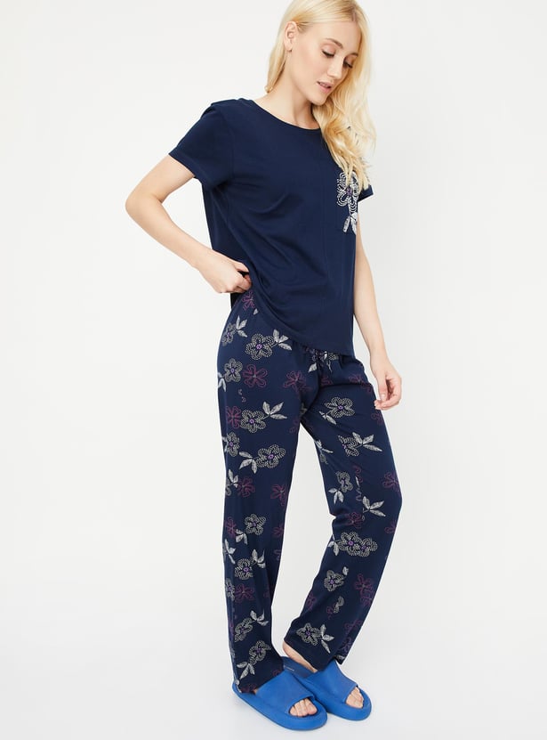 Buy Women Floral Printed PJ Set Online at just Rs. 799.0 ...