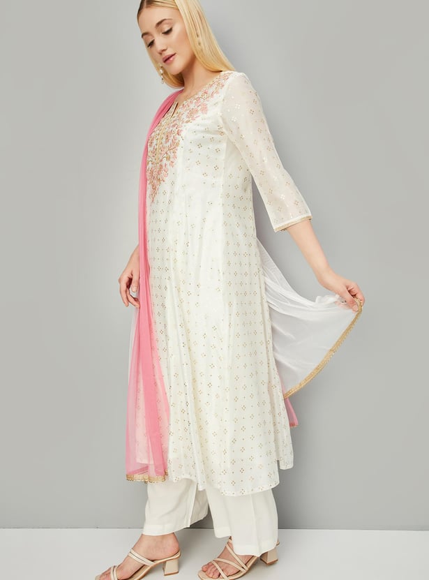 Buy Women Embroidered A-line Kurta Set with Dupatta Online at just Rs ...