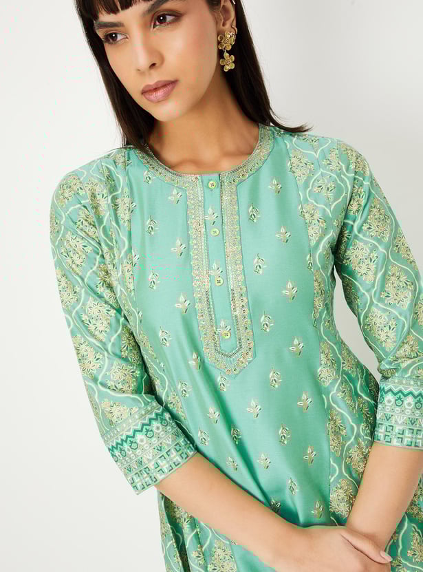 Buy Women Foil Printed Kalidar Kurta Online at just Rs. 1299.0 ...