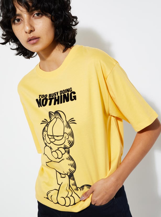 Buy URB_N Women Garfield Printed T-shirt Online at just Rs. 599.0 ...