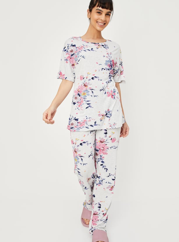 Buy Women Floral Print Pyjama Set Online at just Rs. 999.0 ...