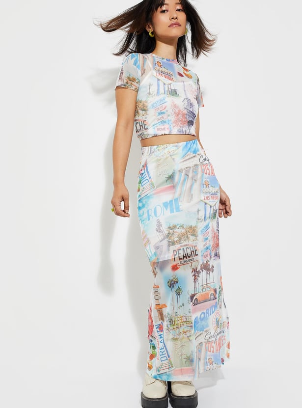 Buy URB_N Women Printed Mesh Top with Camisole Online at just Rs. 599.0 ...