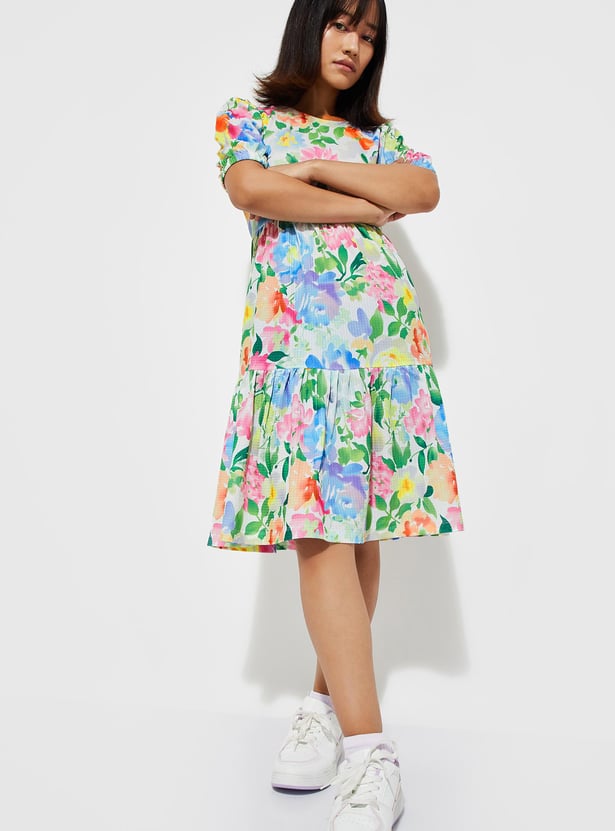 Buy URB_N Women Printed Tiered Dress Online at just Rs. 999.0 ...
