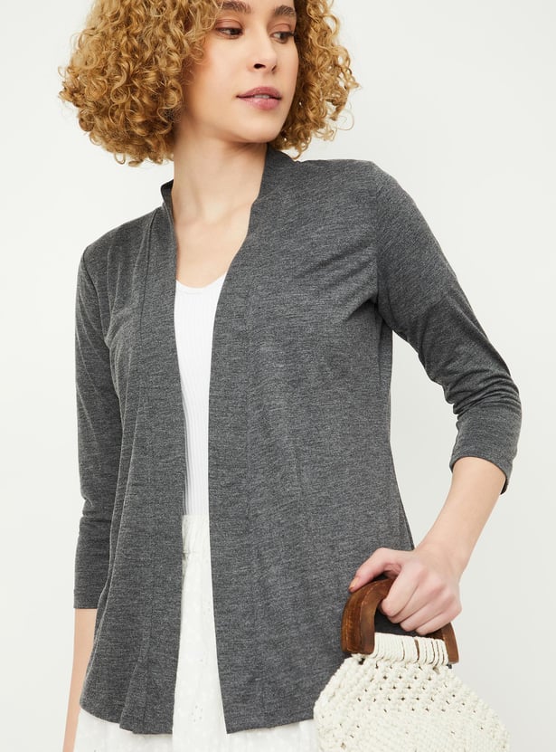 Buy Women Heathered Open Front Shrug Online at just Rs. 399.0 ...