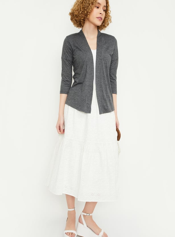 Buy Women Heathered Open Front Shrug Online at just Rs. 399.0 ...