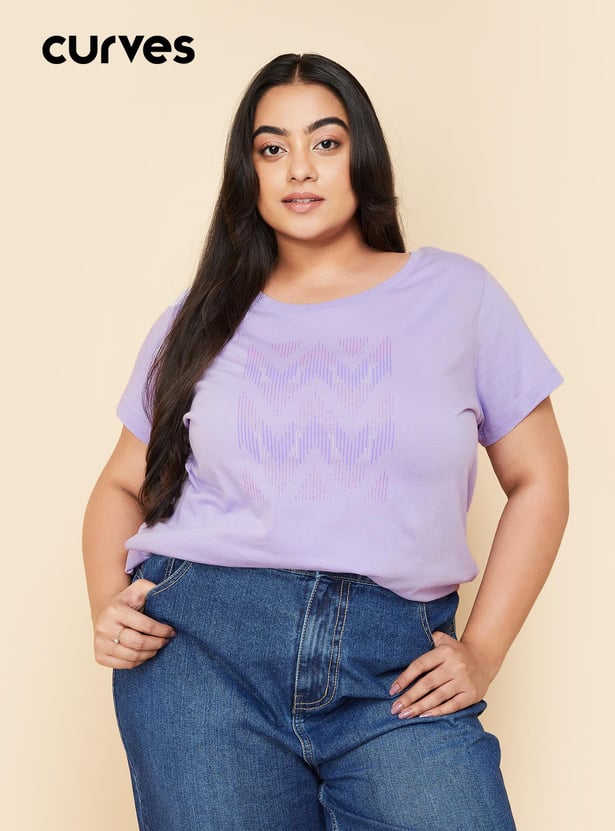 Buy Women Shimmery Print T-shirt Online at just Rs. 399.0 ...