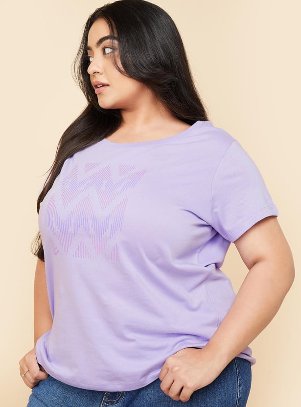 Buy Women Shimmery Print T-shirt Online at just Rs. 399.0 ...